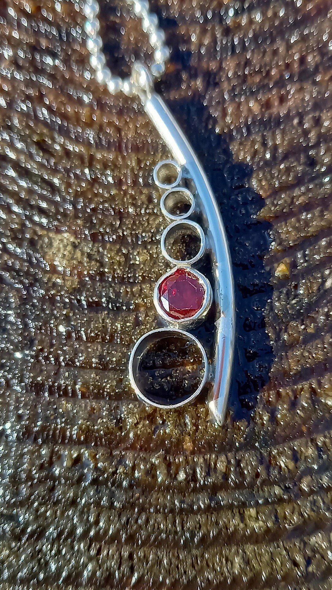Cycles - Silver Pendant With Faceted Garnet - Etsy
