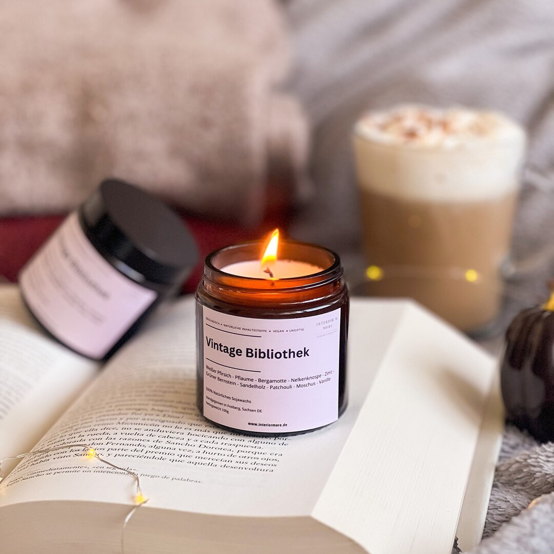 Vintage Library Scented Candle in Glass Book Candle Fall Candle the ...