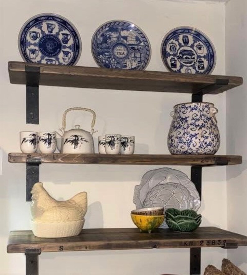 Handmade Reclaimed Scaffold Board Shelves With Brackets - Etsy