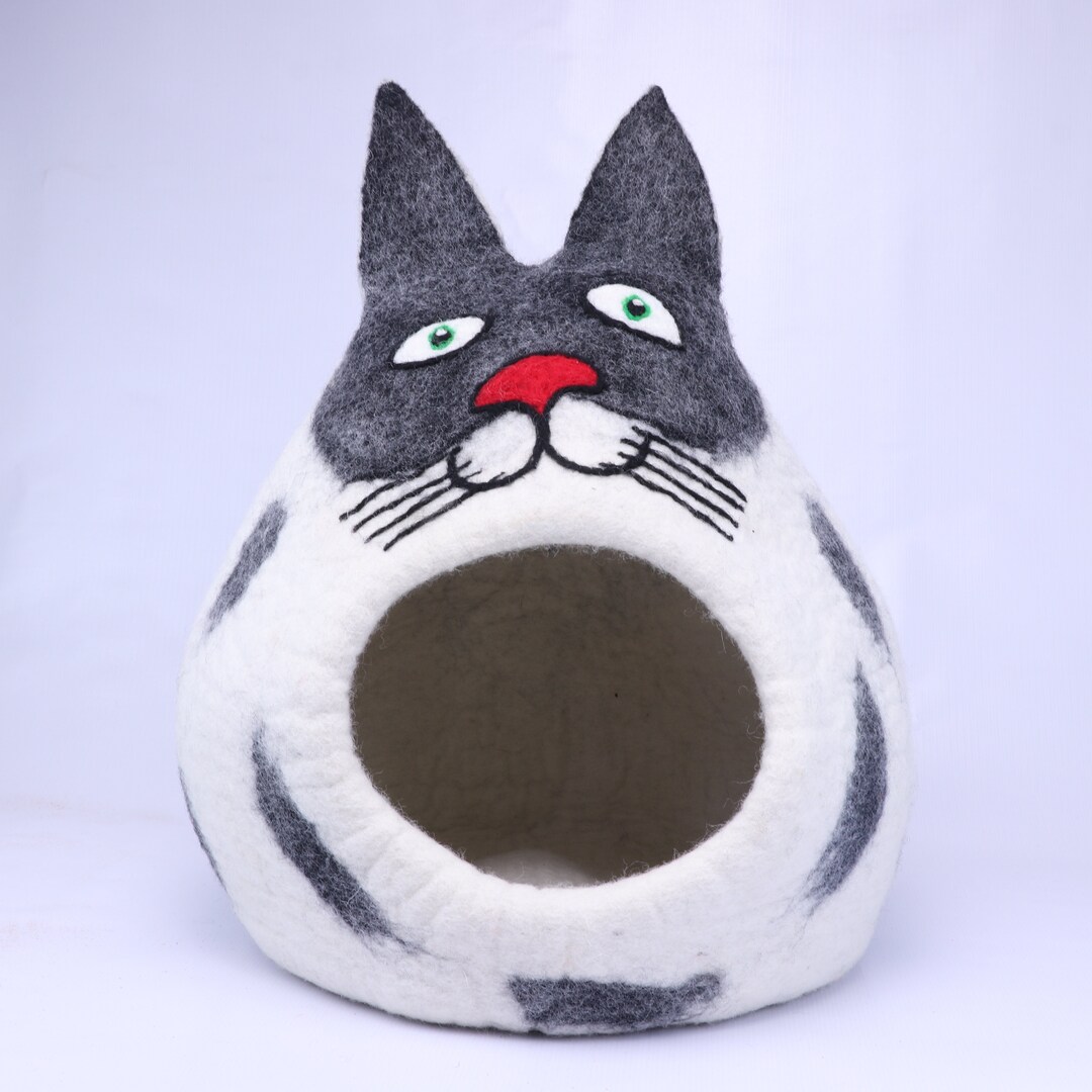 New Cat Face Design Felt Cat Cave-handmade From 100% New Zealand Merino ...