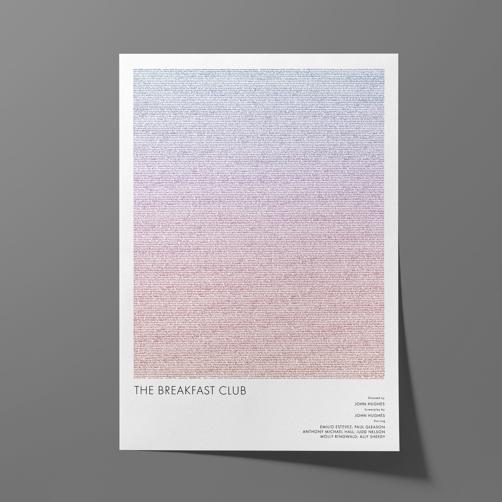 The Breakfast Club Movie Poster Screenplay Art Print - Etsy