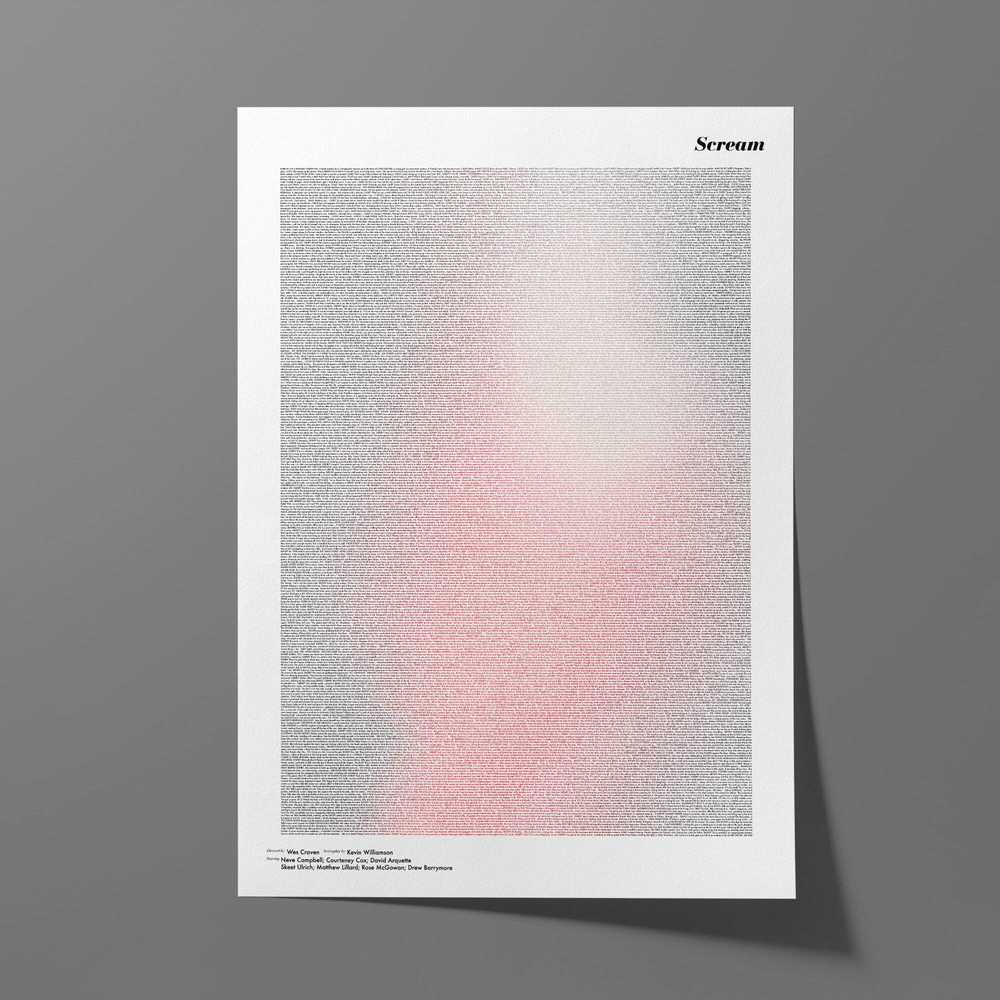 Scream Movie Poster: Wes Craven Horror Slasher Screenplay - Etsy