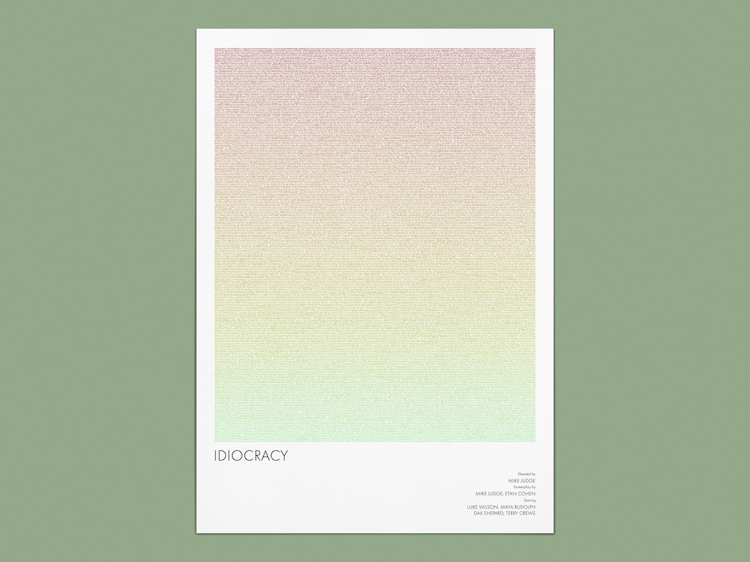 Idiocracy Movie Poster Screenplay Art Print Typographic Design Stylish ...