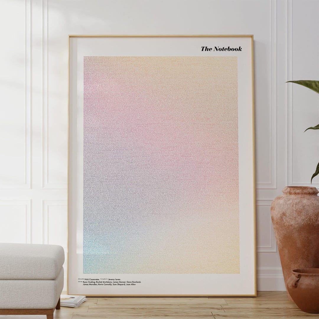 The Notebook Screenplay Movie Poster | Typographic Gradient Design ...