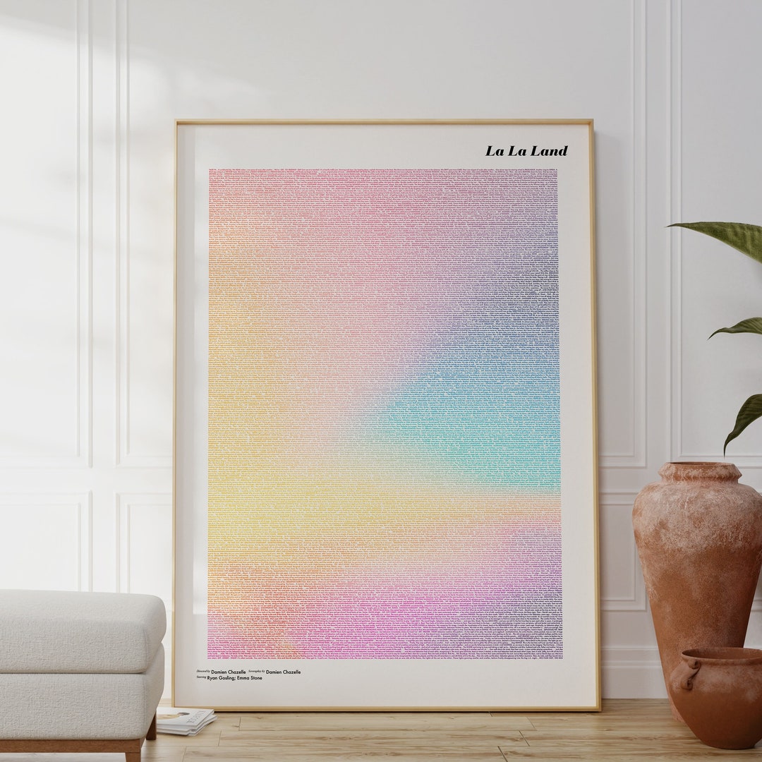 La La Land Screenplay Art Print | Typographic Colour Gradient | Movie ...
