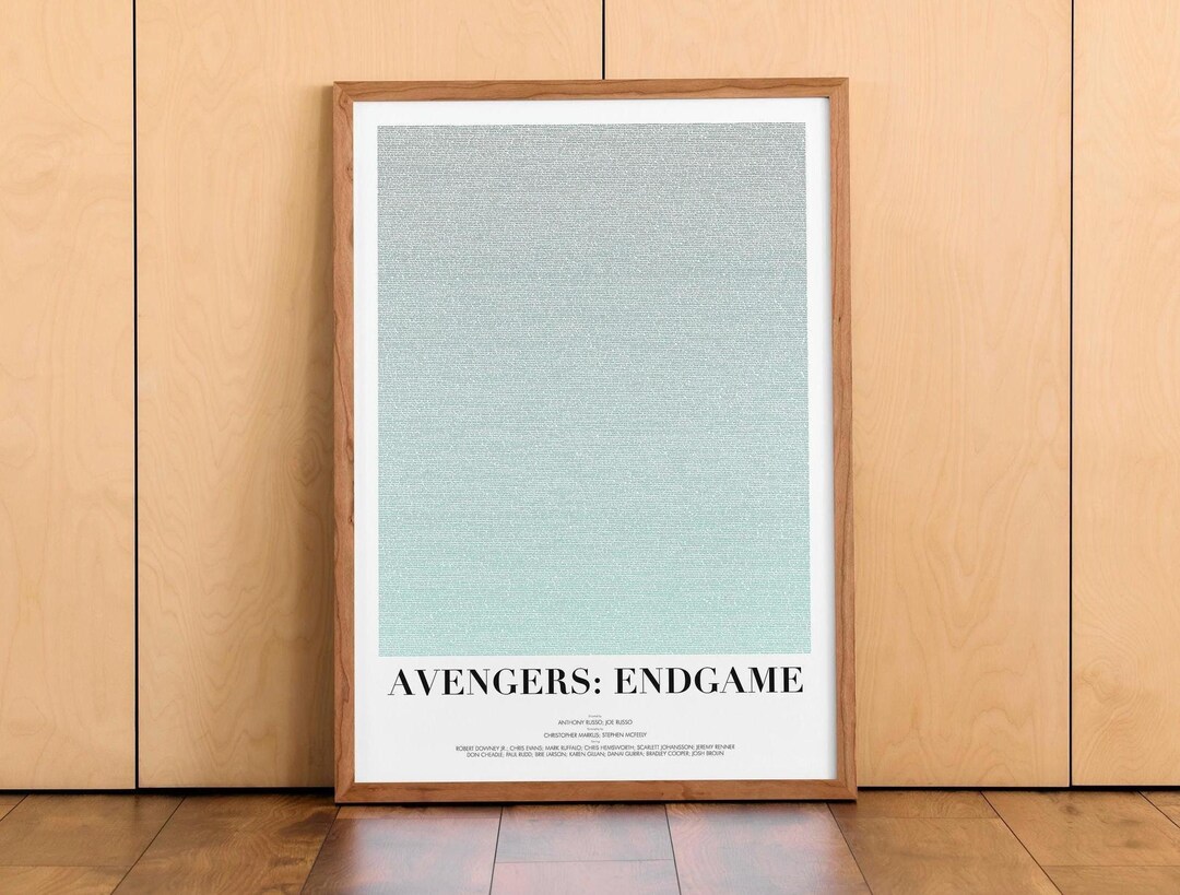 Avengers Endgame Film Script Movie Poster | Minimalist Art Print With ...