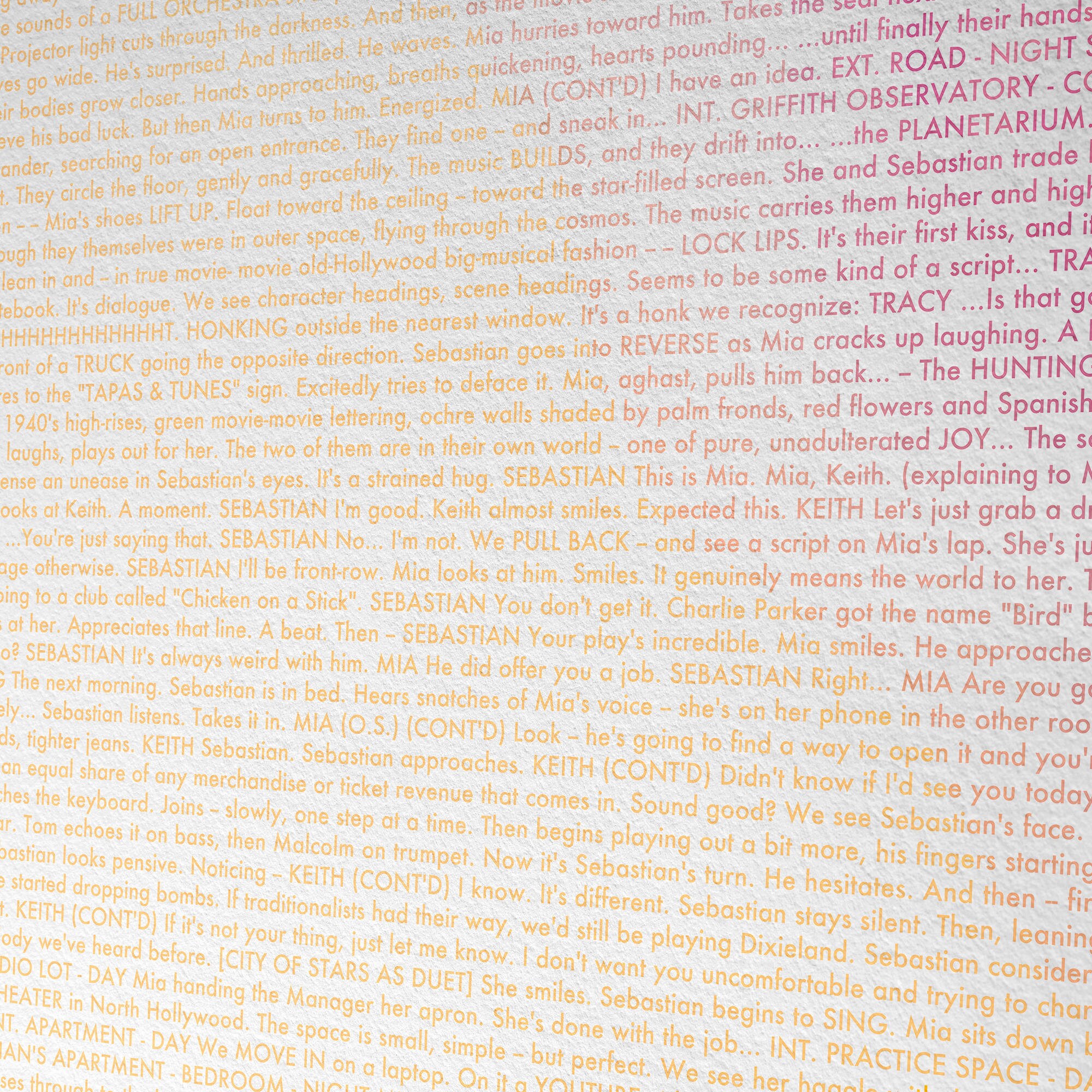 La La Land Screenplay Art Print Typographic Abstract Art - Etsy