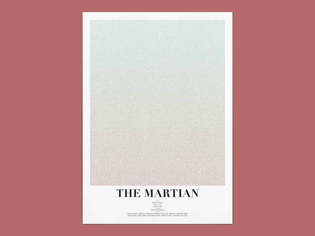 The Martian Movie Poster | Minimalist Gallery Wall Decor | Typographic ...