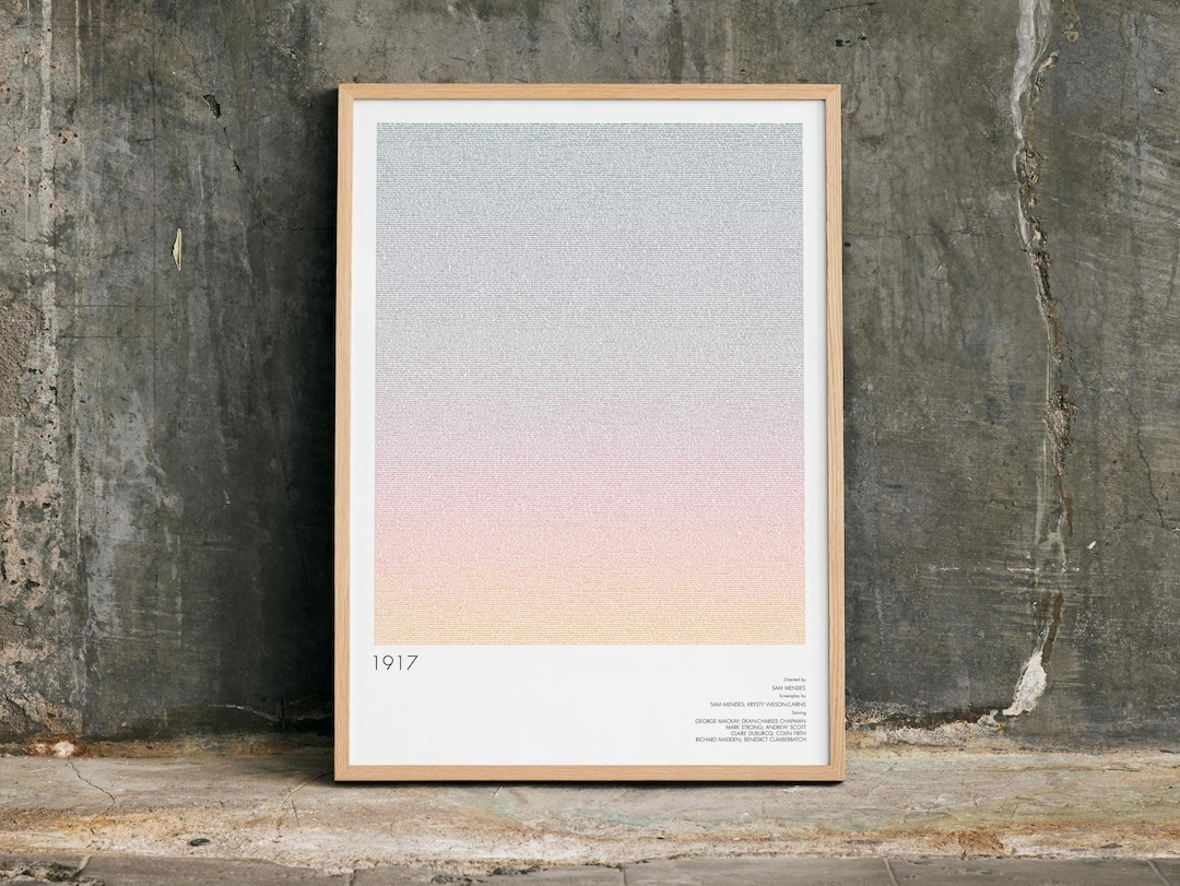 1917 Script Poster | Complete Movie Screenplay Print | Minimalist War Film Wall Art ...