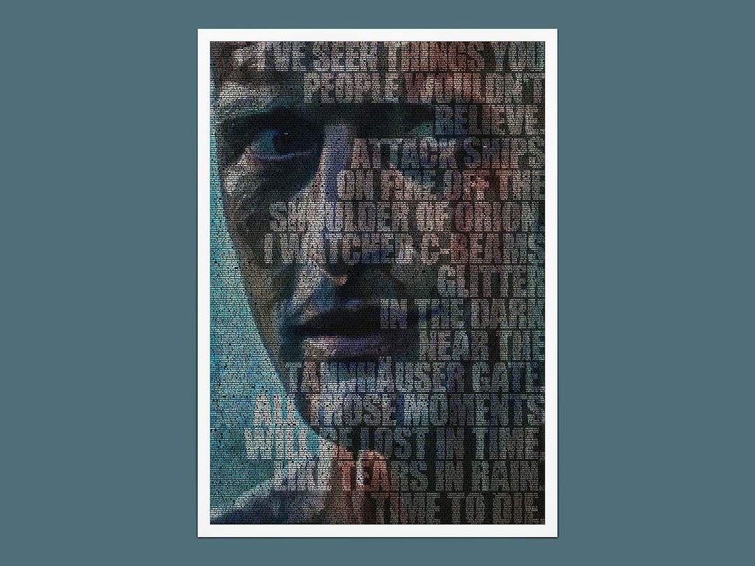 Roy Batty Tears in Rain Monologue Art Print Blade Runner Script ...