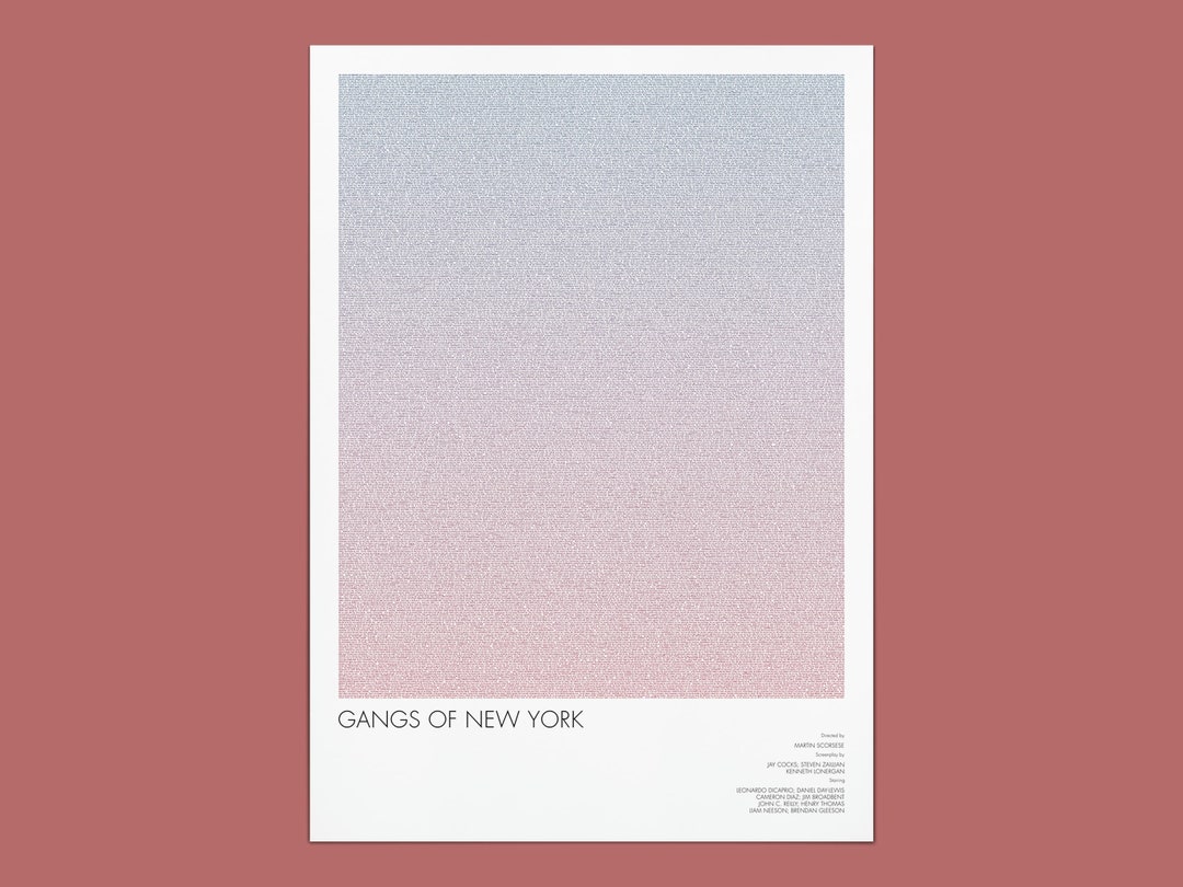 Gangs of New York Movie Poster With Complete Screenplay Minimalist Art ...