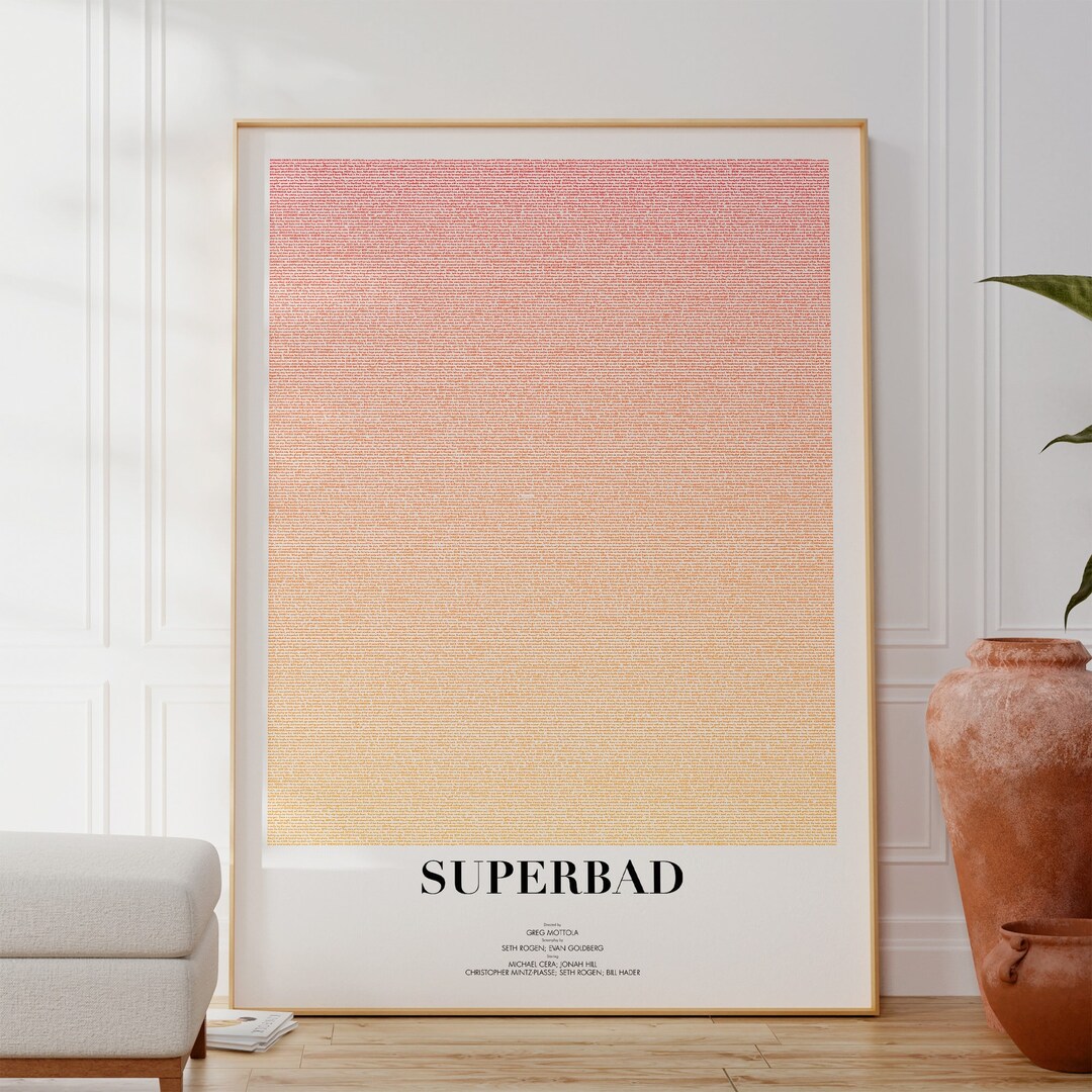Superbad Screenplay Movie Poster | Typographic Design | Wall Decor ...