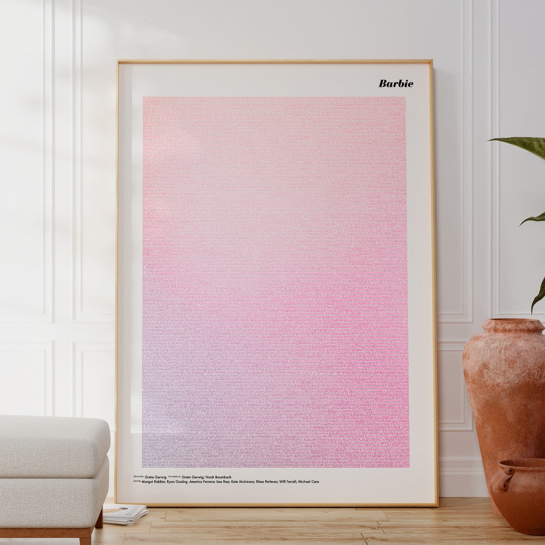 Barbie Screenplay Movie Poster Typographic Gradient Design Midcentury ...