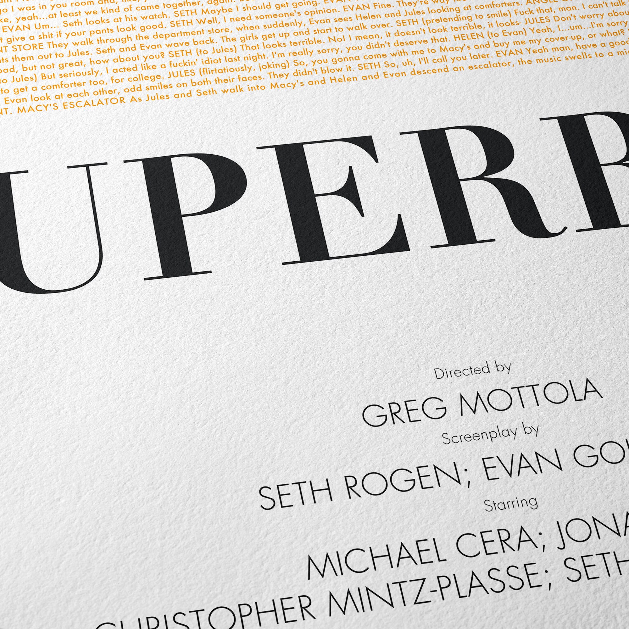 Superbad Screenplay Movie Poster Typographic Design Wall - Etsy