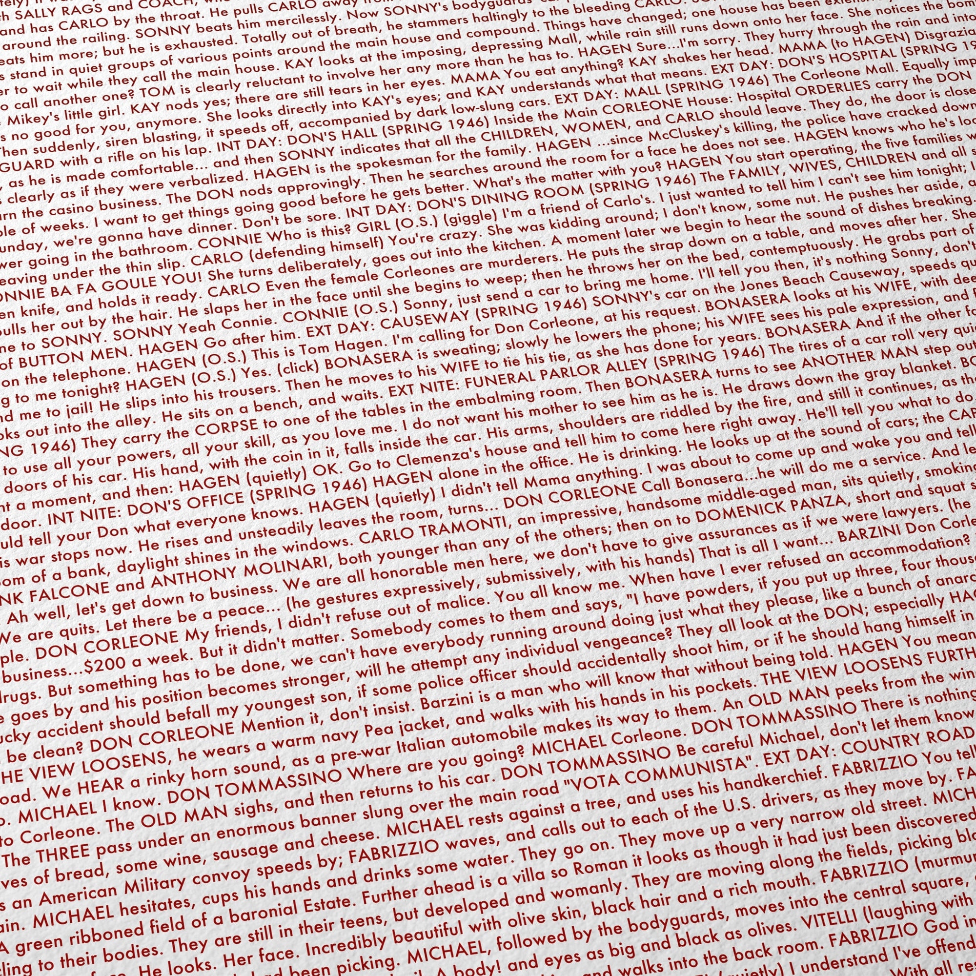 The Godfather Script Print Complete Movie Screenplay Fade Out Prints ...