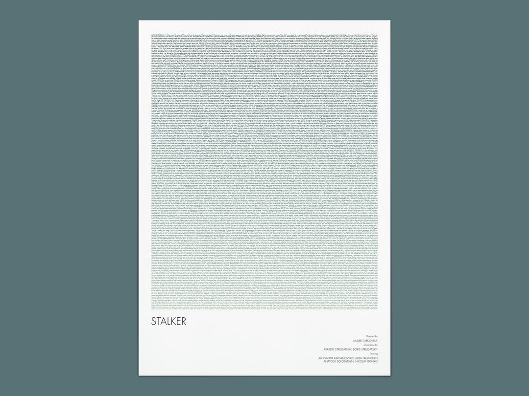 Stalker (1979) Screenplay Art Print | Minimalist Andrei Tarkovsky Movie ...