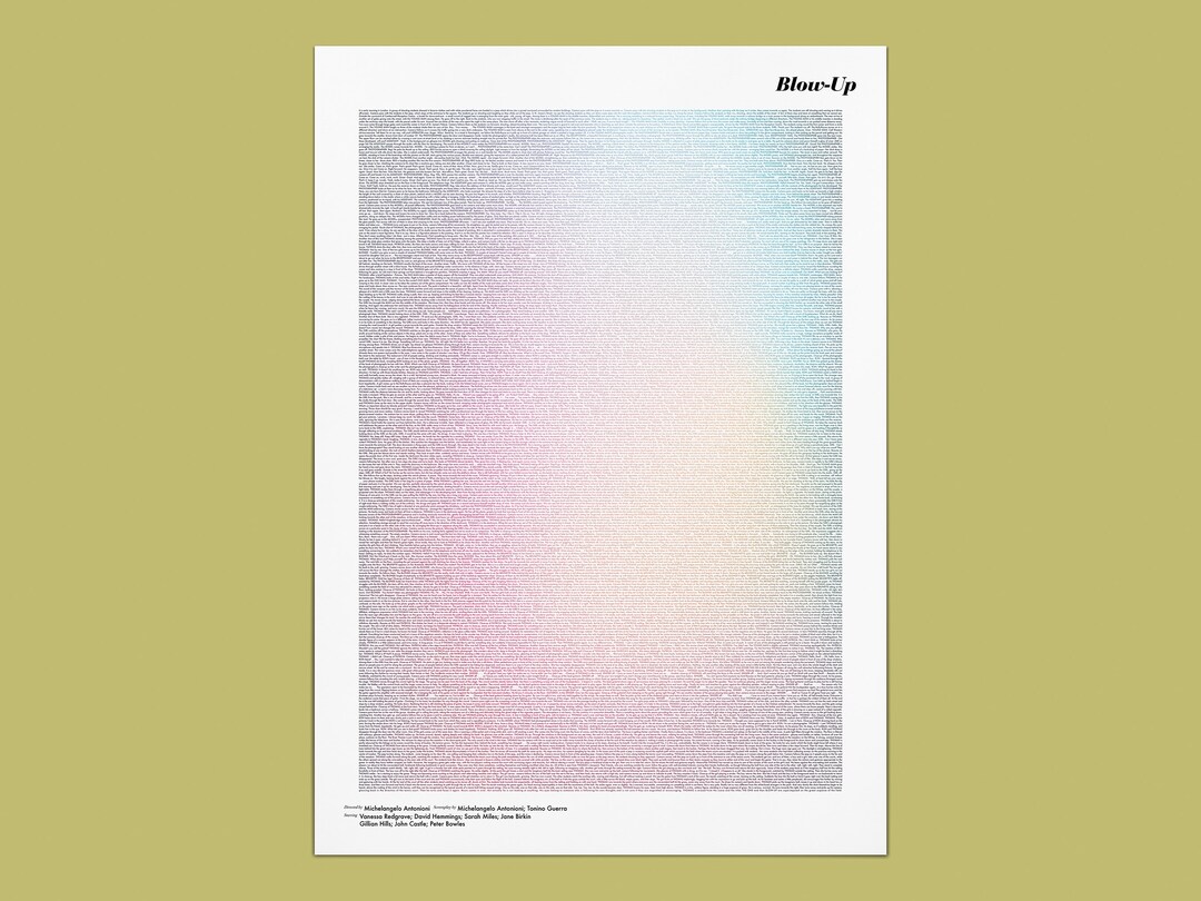 Blow-up Movie Poster Colour Gradient Film Script Wall Decor Midcentury ...