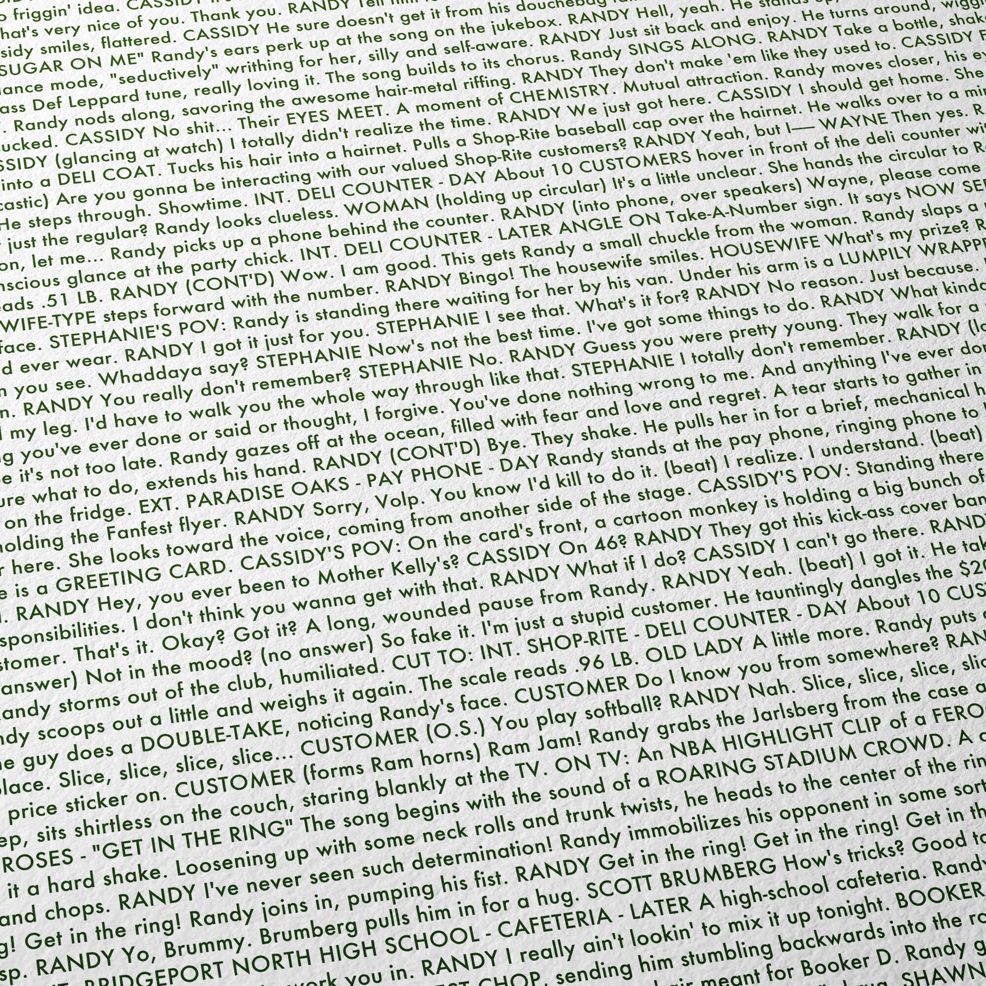 The Wrestler Script Print Complete Movie Screenplay Fade Out Prints ...