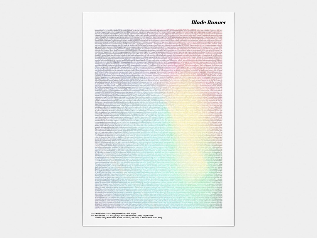 Blade Runner Film Script Print Alternative Movie Poster Gallery Wall ...