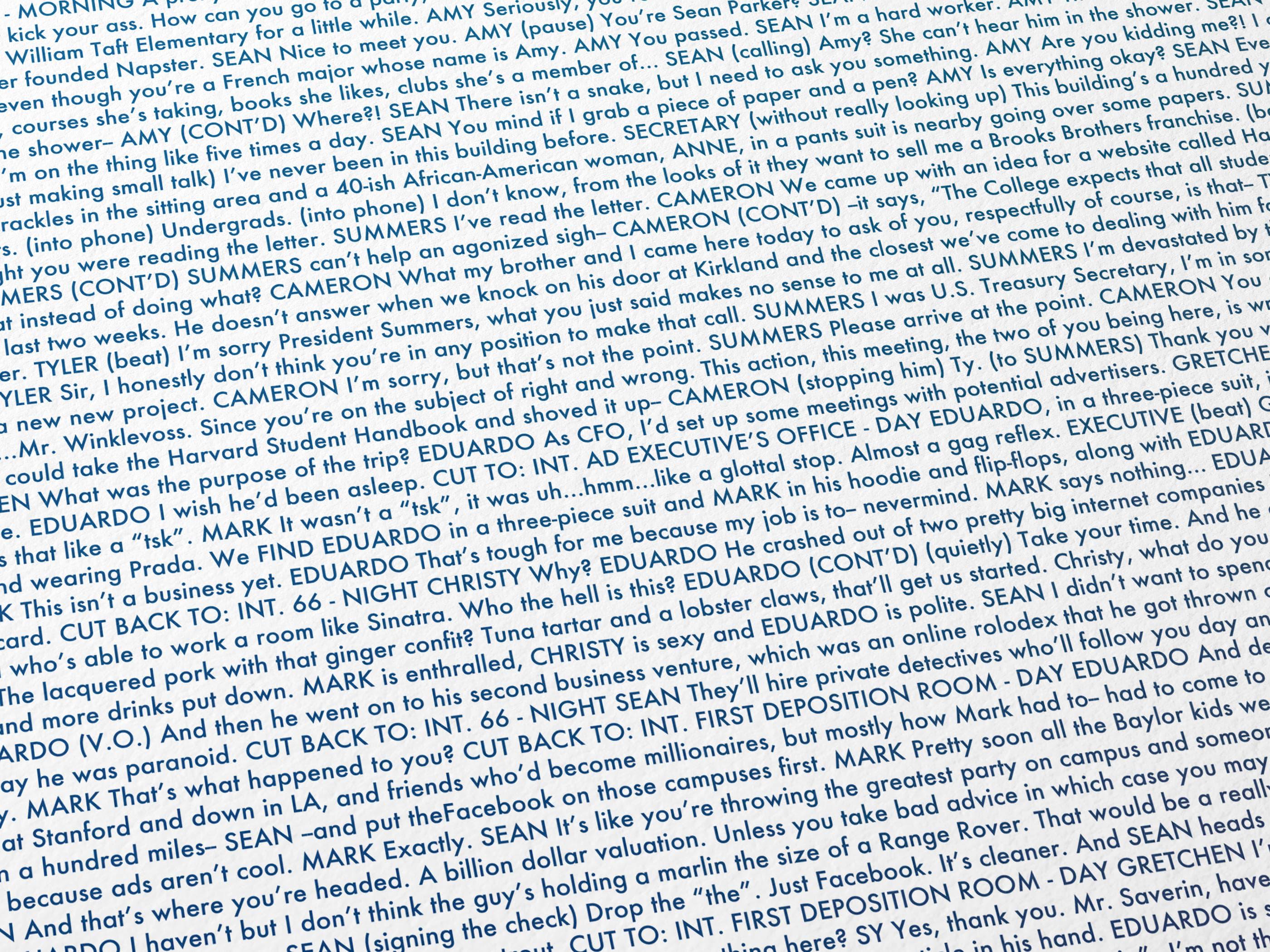 The Social Network Script Wall Print | Alternative Movie Poster Design ...