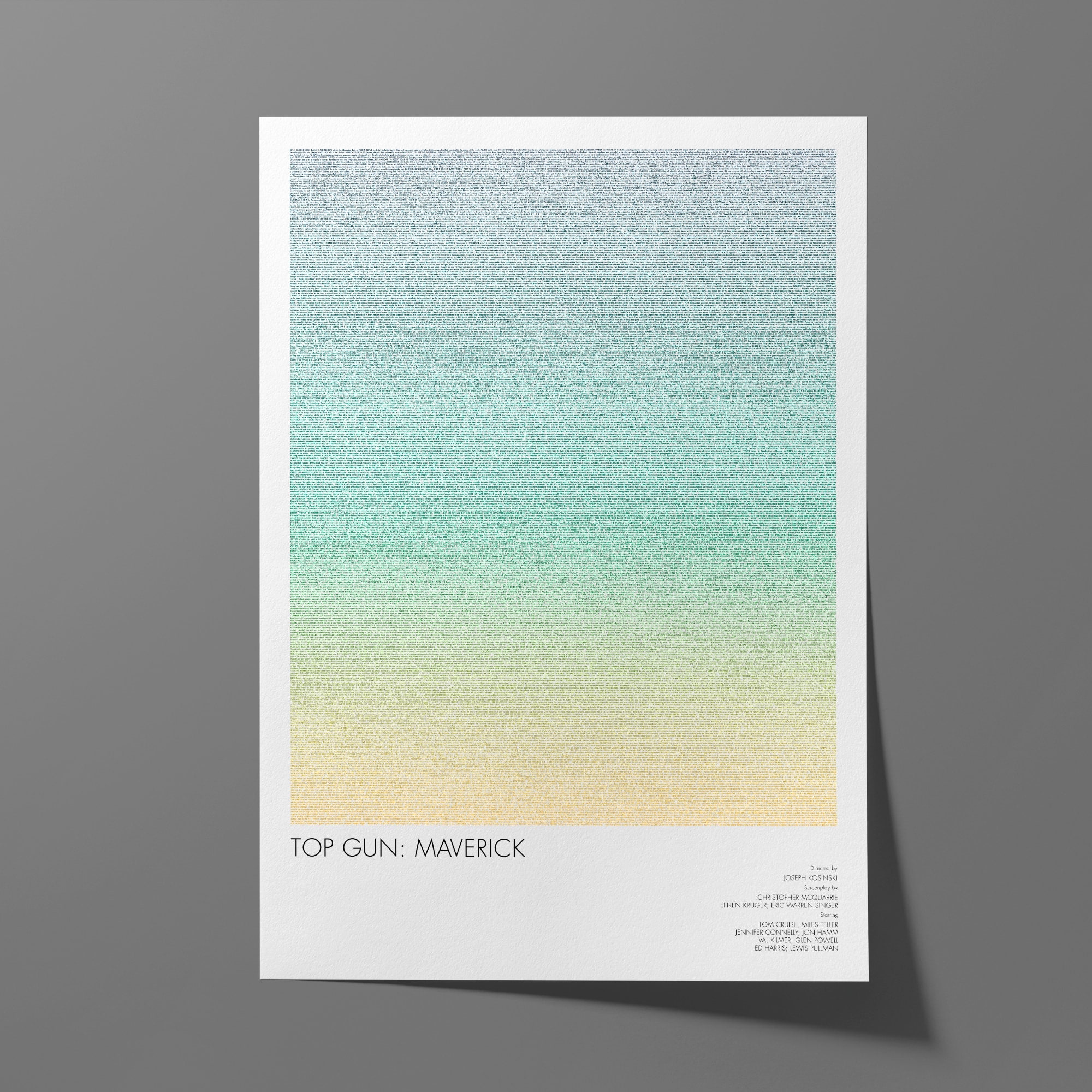 Top Gun: Maverick Movie Poster Screenplay Art Print Typographic Colour ...