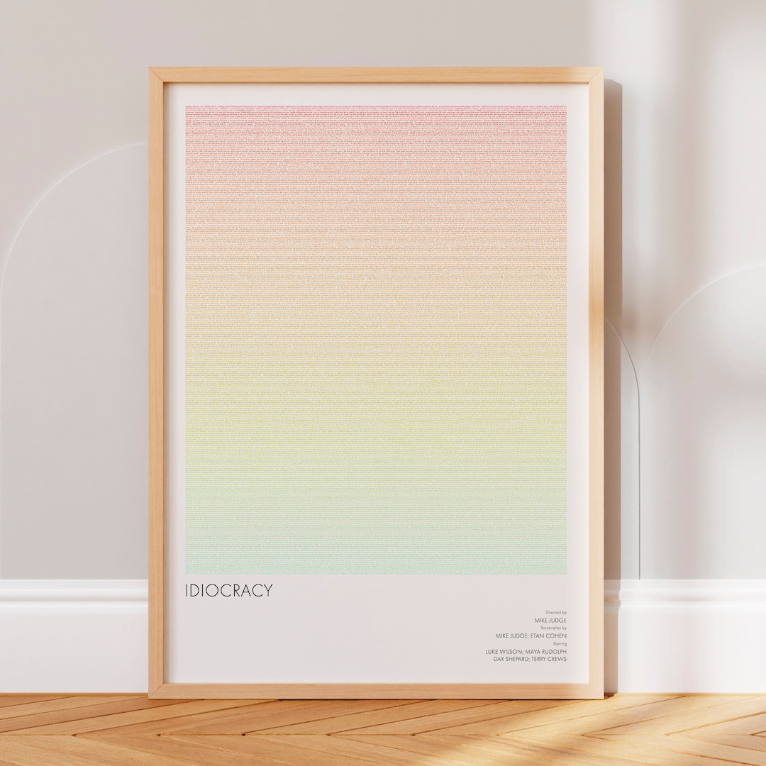 Idiocracy Movie Poster Screenplay Art Print Typographic - Etsy