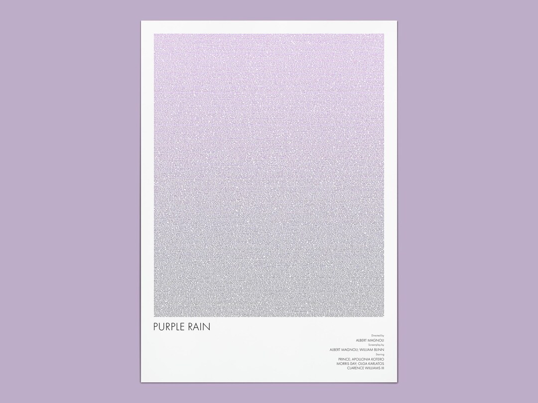 Purple Rain Script Poster | Prince Cult Classic Film Wall Art - Etsy