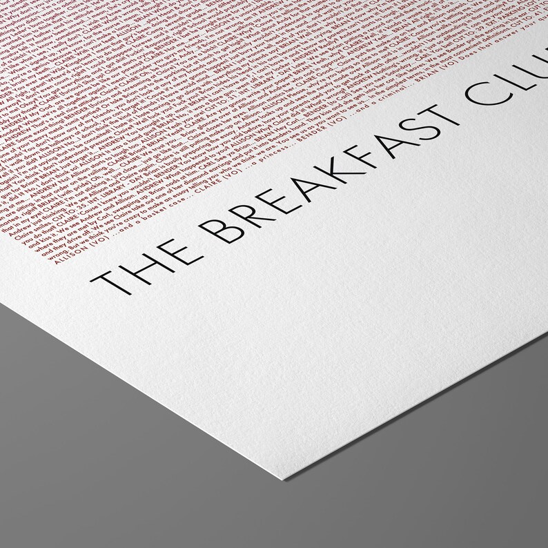 The Breakfast Club Movie Poster Screenplay Art Print - Etsy