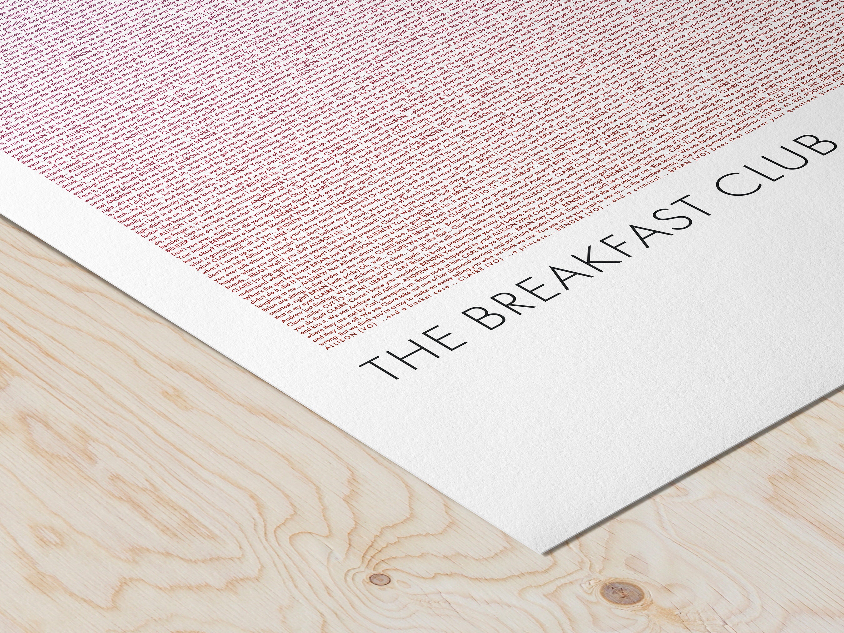 The Breakfast Club Movie Poster Screenplay Art Print - Etsy