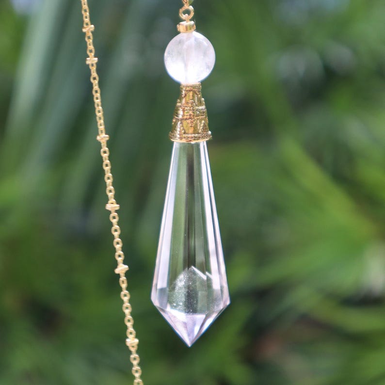 Snow Mountain Ghost Phantom Quartz • Dowsing Pendulum & Necklace • 18K ...