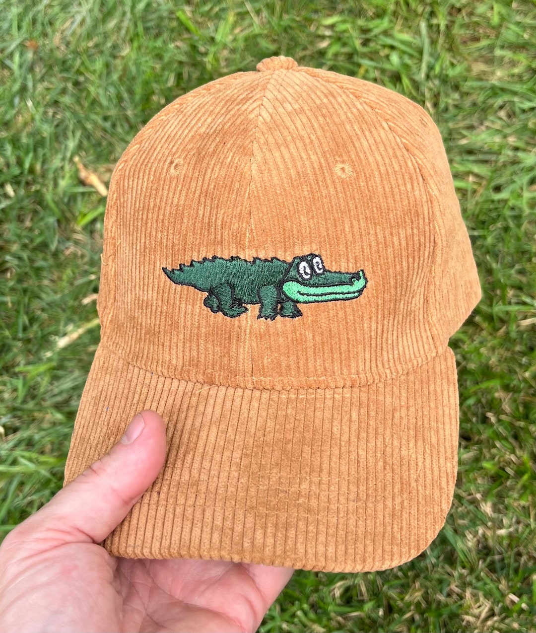 Light Brown Corduroy Embroidered Happy Smiling Gator Hat Inspired by ...