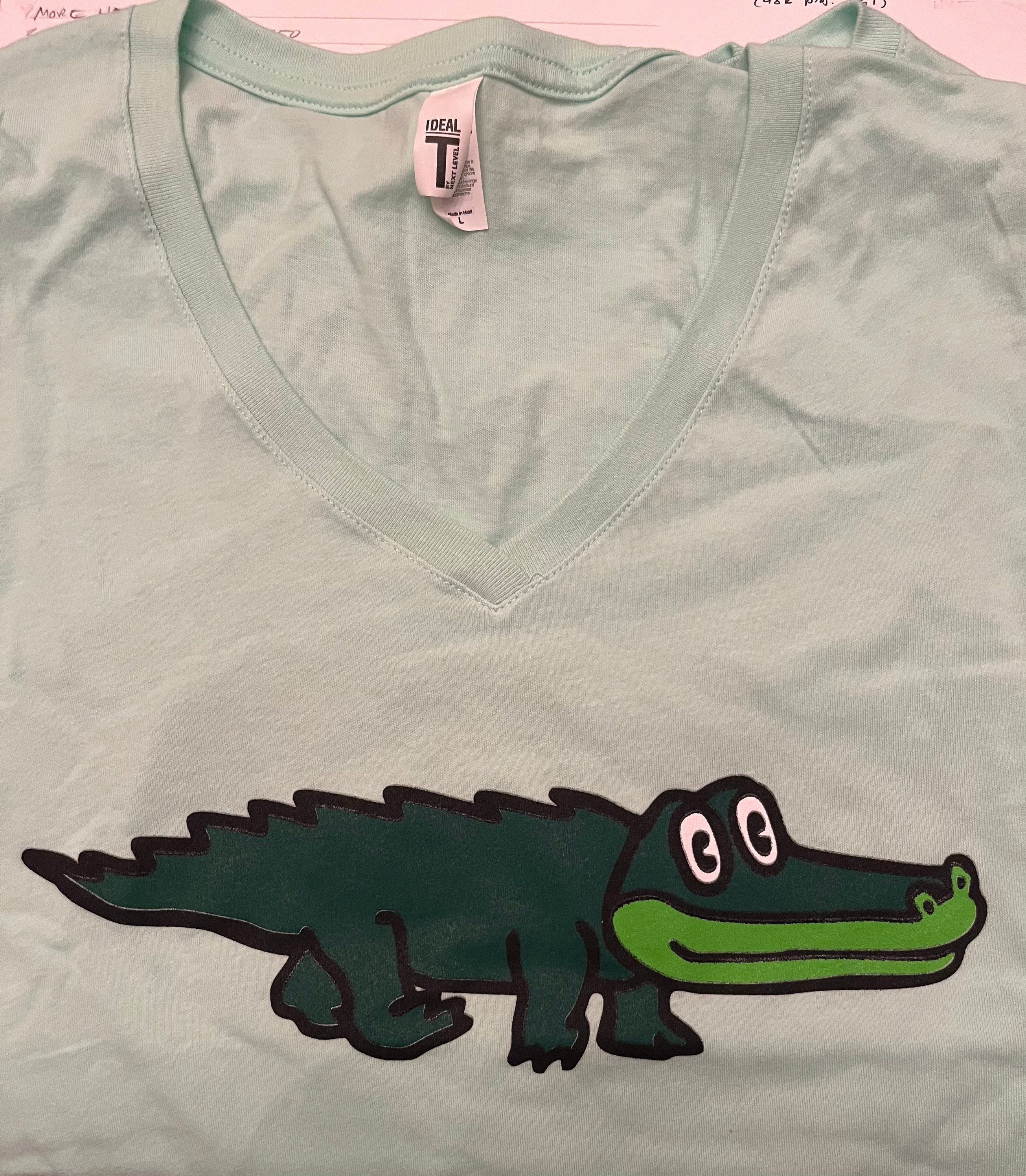 Womens Cut V Neck Happy KGLW Gator on Mint Shirt - Etsy