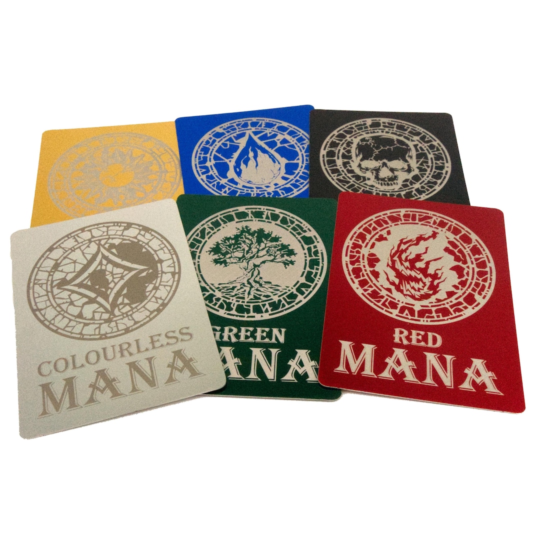 Metal MTG Mana Markers - Stone Tokens Mana Counter Aluminium Engraved ...