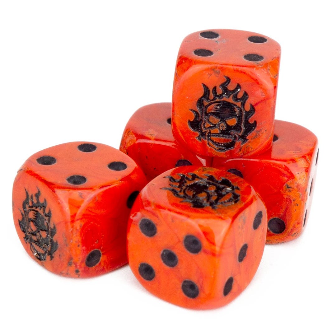 Skull Liar's Dice Set FLAME SKULL (select Colour) - 5x Dice, Pirate ...