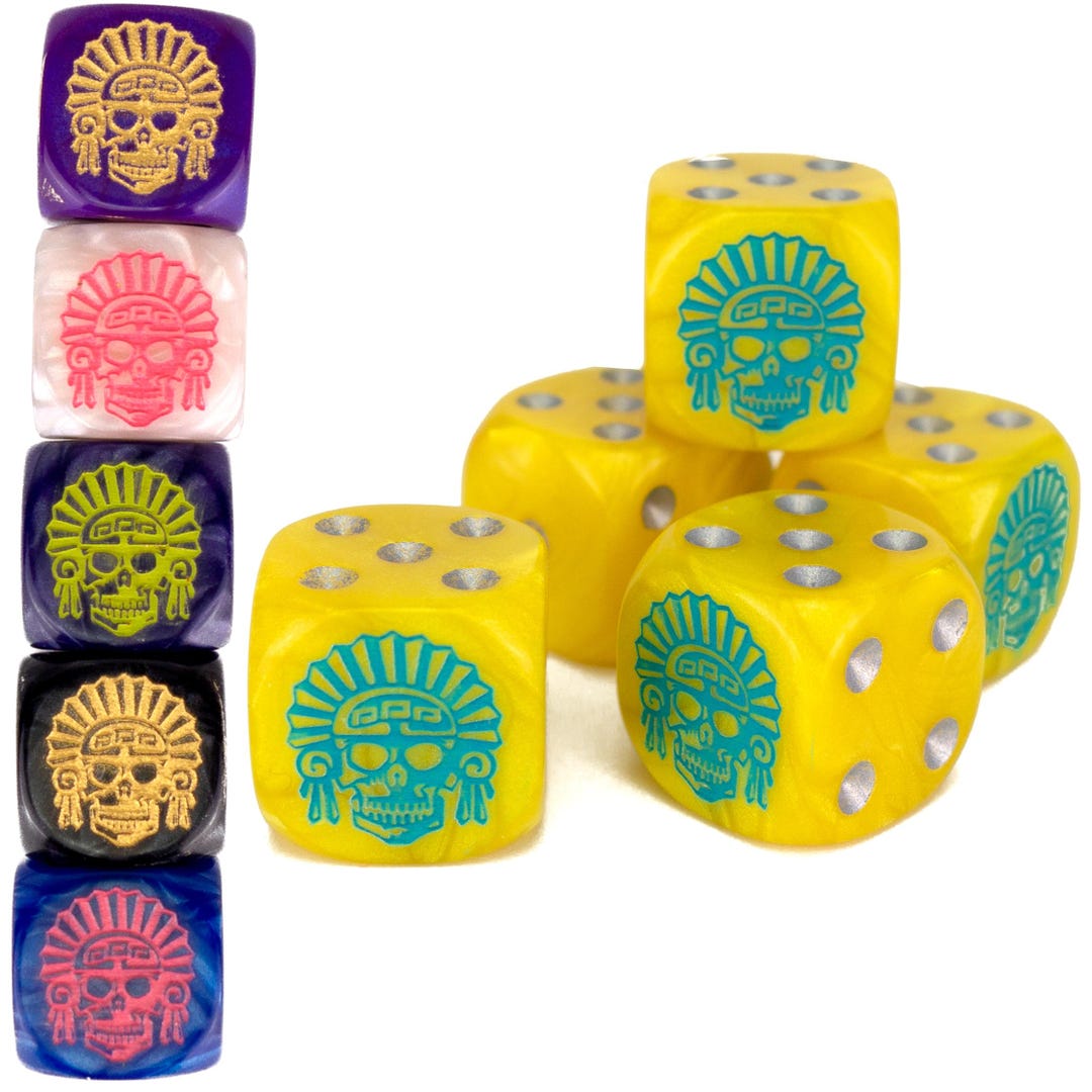 Skull Liar's Dice Set AZTEC SKULL (select Colour) - 5x Dice, Pirate ...