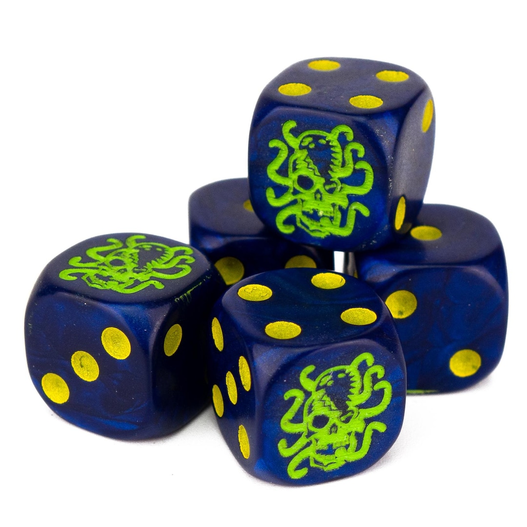 Skull Liar's Dice Set OCTOPUS SKULL (select Colour) - 5x Dice, Pirate ...