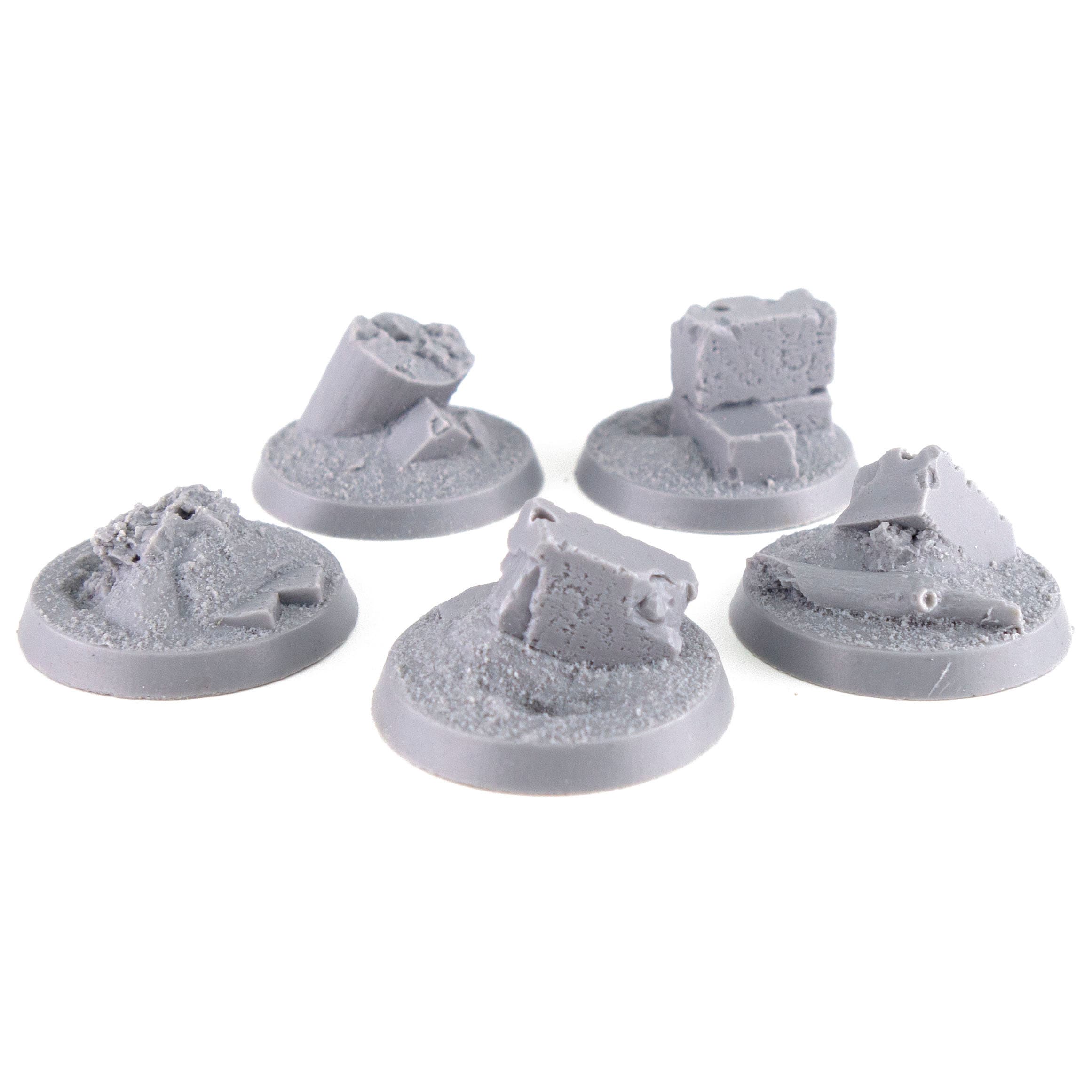 5x 32mm Flying Bases Stone Ruins Urban Rubble Resin Flying Stands LOTR ...