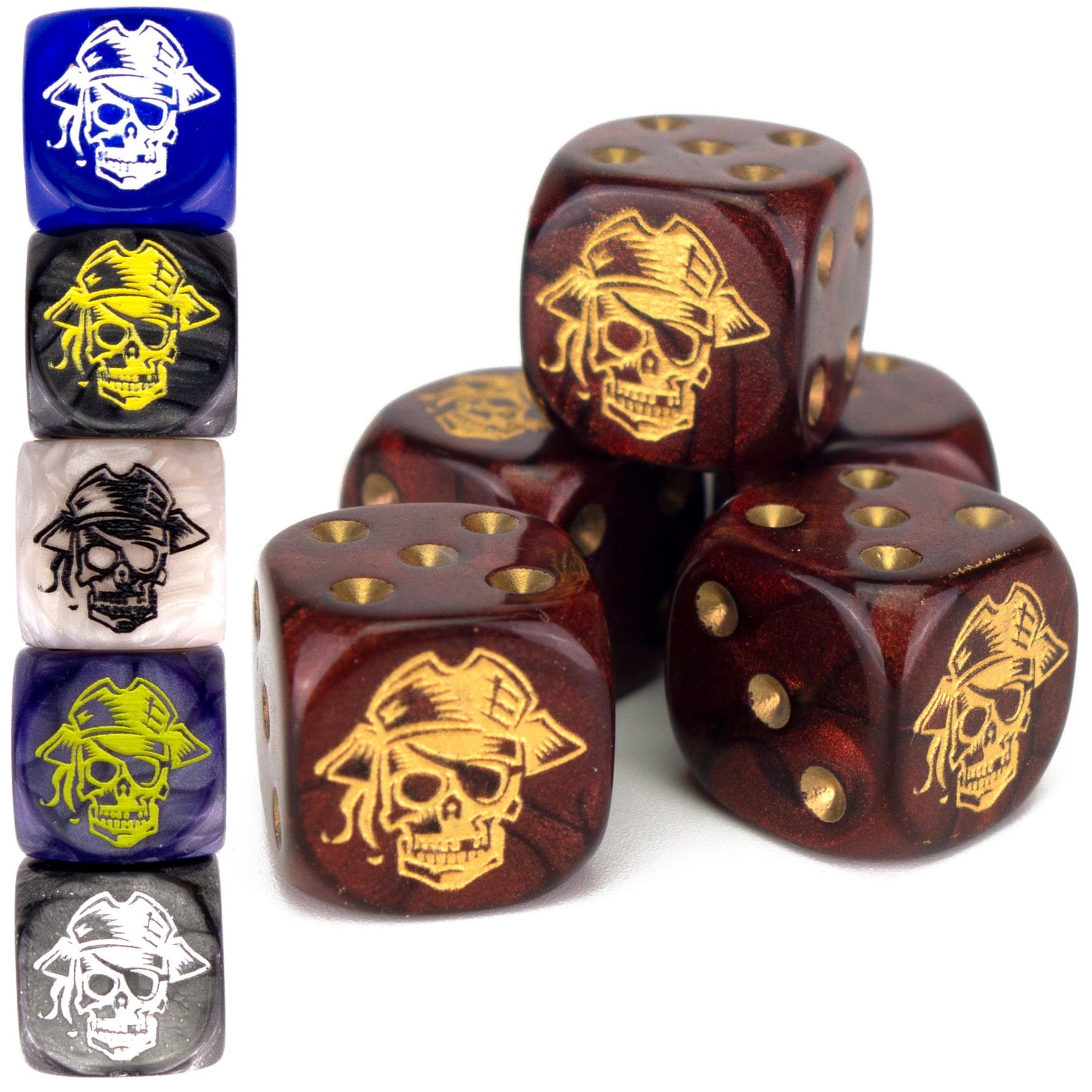 Liar's Dice Set: PIRATE SKULL - 5x 16mm Handmade Pirate Perudo Game - Etsy