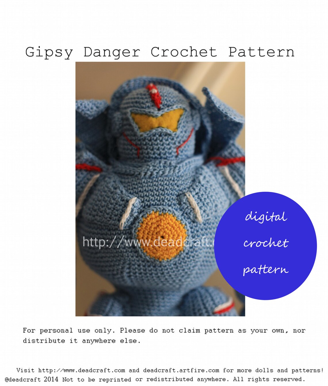 Pacific Rim Gipsy Danger Amigurumi Crochet Pattern Digital Jaeger Kaiju ...