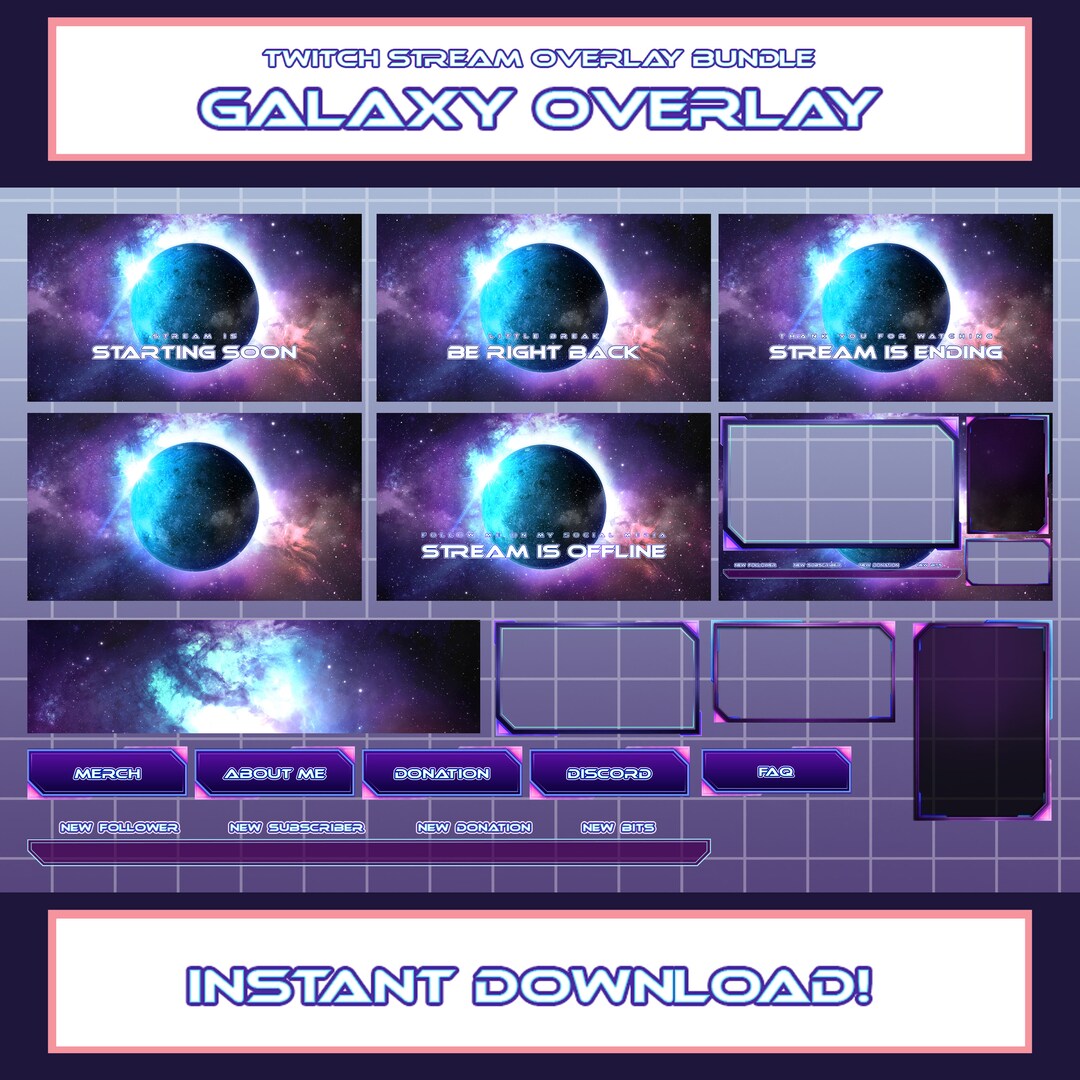 Animated Space Stream Overlay Pack | Galaxy-themed Twitch and Youtube ...