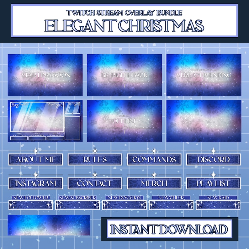 Animated Christmas Stream Overlay Pack | Minimalist and Elegant Winter ...
