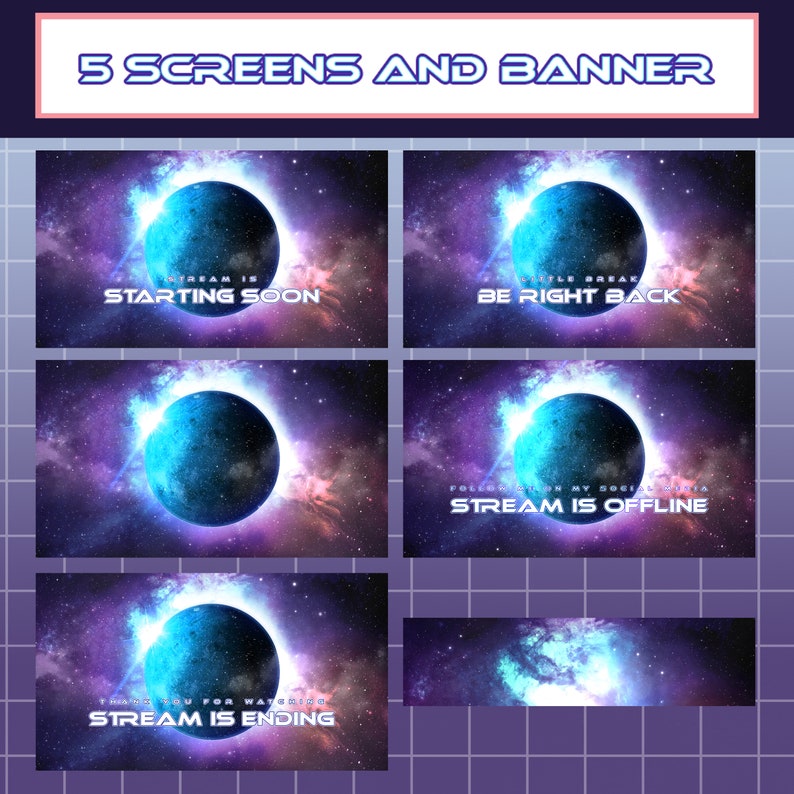 Galaxy Animated Stream Bundle Cosmic Sky Planets Space Lofi Aesthetic ...