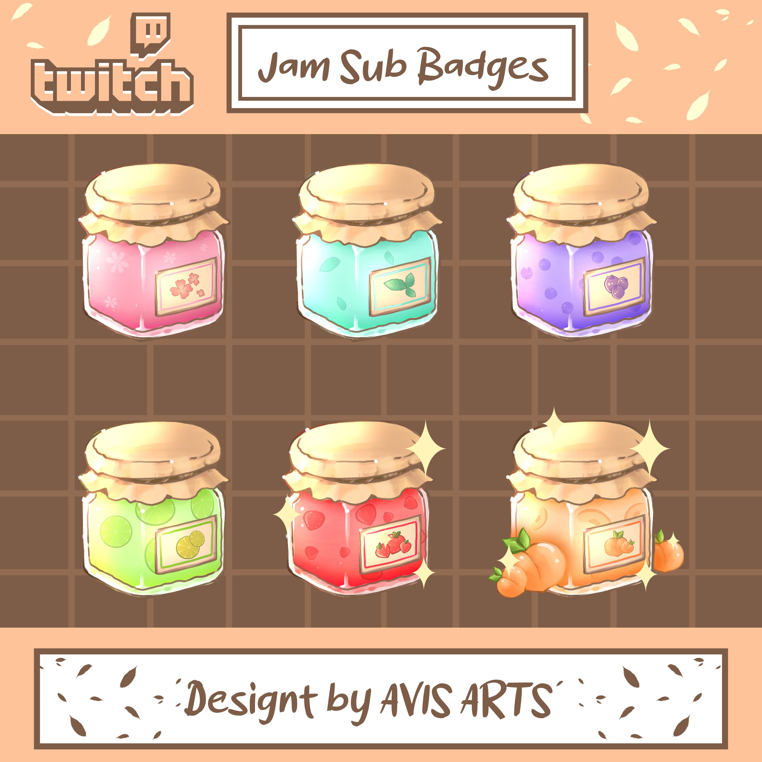 Twitch Sub Badges JAM JARS Cute Kawaii Lofi Aesthetic Cottage Core Cozy ...