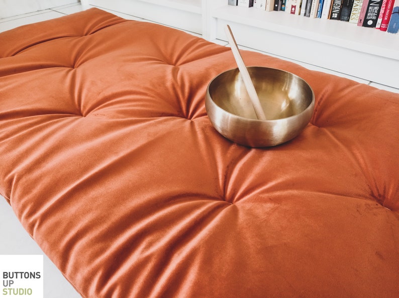 VELVET SOFA TOPPERS in Custom Sizes, Tufted Couch Pad, Futon Mattress ...