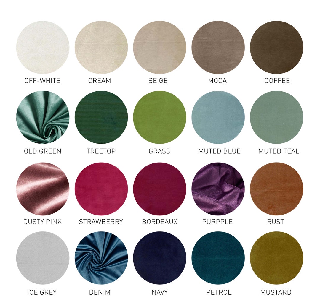 VELVET FABRIC SWATCHES, Colour Samples - Etsy