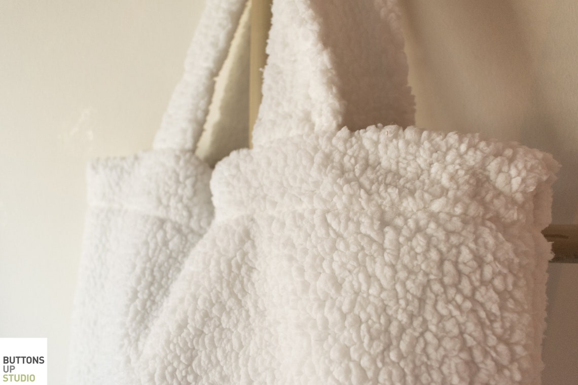 TEDDY TOTE Shopper Bag Oversized Bag, Plush Shopping Bag, White Teddy ...