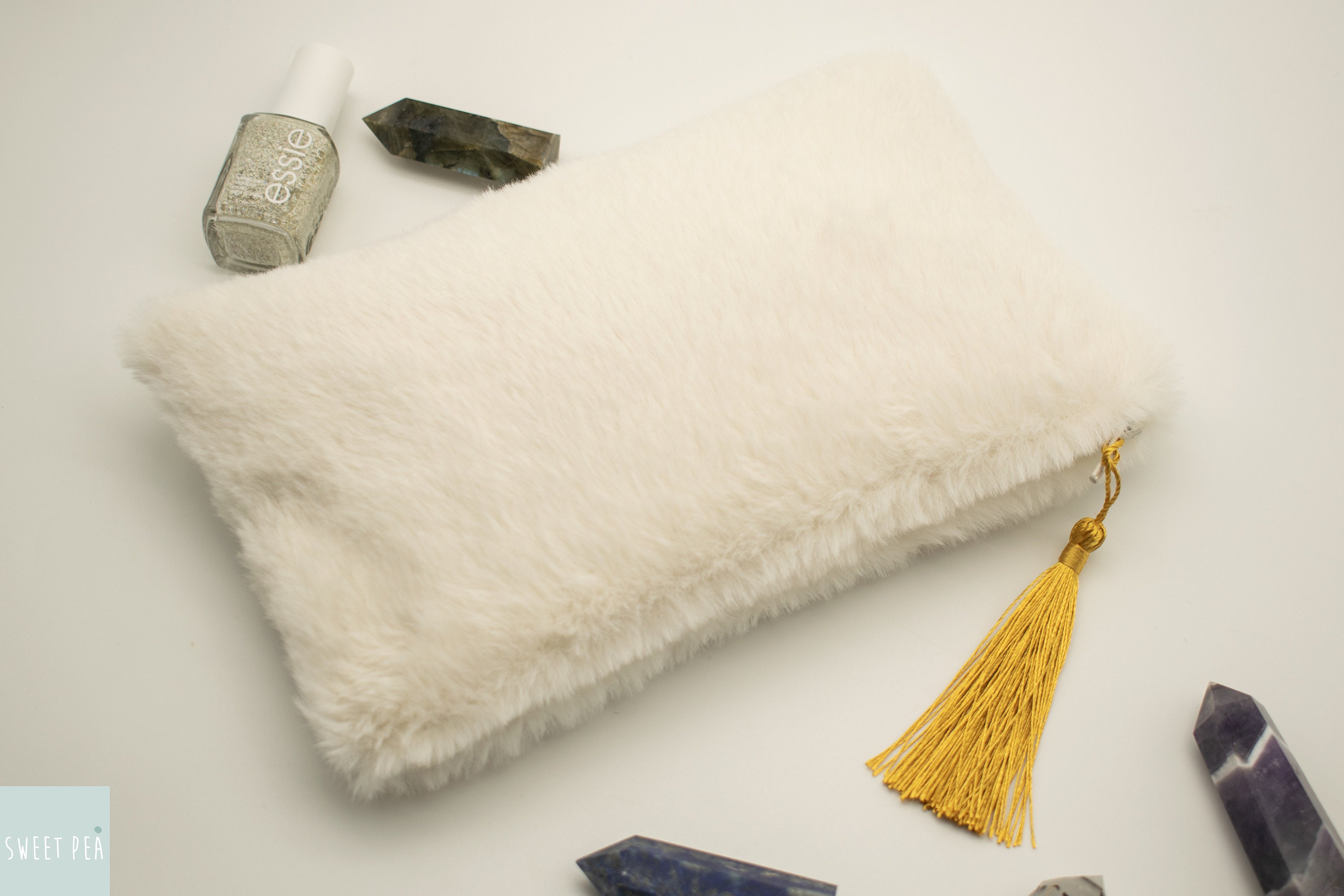 FUR COSMETIC BAG Fluffy Handbag, Zipper Pouch, Furry Bridesmaids Gift ...