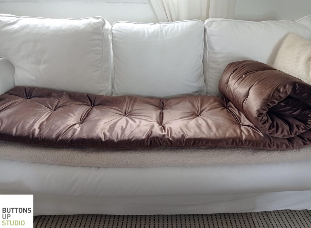 VELVET SOFA TOPPER, Couch Pad, Earthy Tones Tufted Cushion, Custom ...