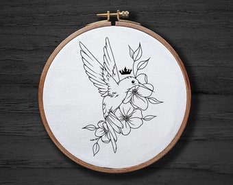 Hummingbird Hand Embroidery Pattern Detailed Fancy PDF - Etsy