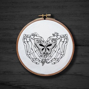 Skeleton Hand With Butterfly Hand Embroidery Pattern , Animal Witchy ...